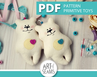Bear Primitive Toy PDF Pattern Toy Made of Felt Animal - Etsy