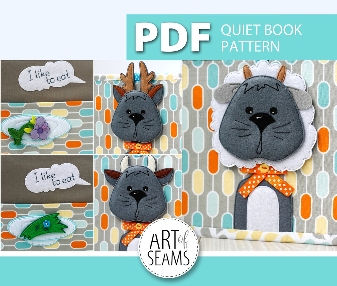 Quiet Book Patterns, PDF Pattern, Animal Story: Rabbit, Bunny, Cat, Dog ...