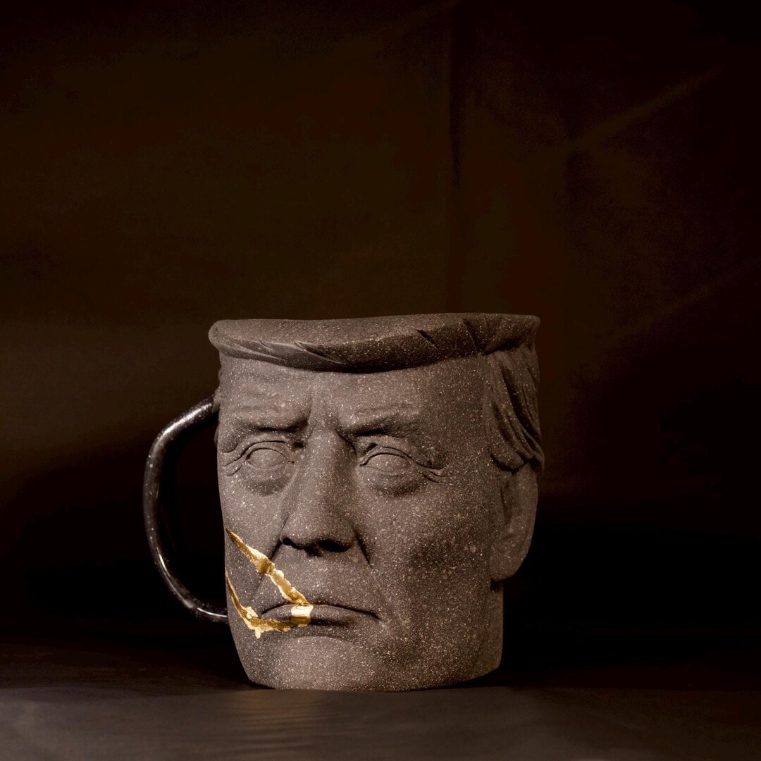Handmade Trump Head Mug – Granite Look With Gold Blood Effect ...