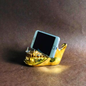 Gold Vampire Jaw Phone Stand: Handmade Gothic Desk Decor - Etsy