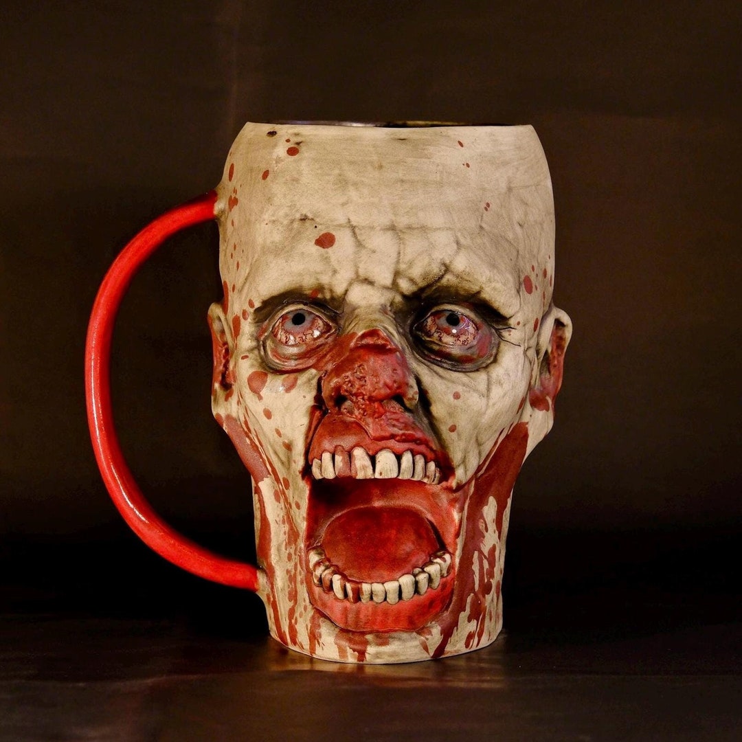 Handmade Ceramic Zombie Mug, Vampire Coffee Mug, Halloween Decor ...