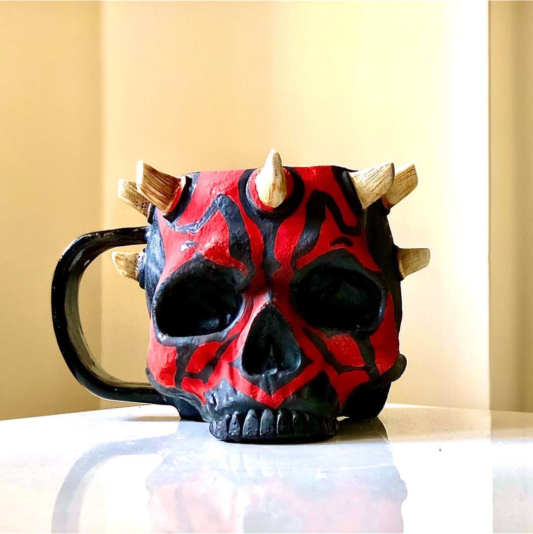 Skull Coffee Mug, Darth Maul Inspired Skull Mug Skull Replica, Cosplay ...
