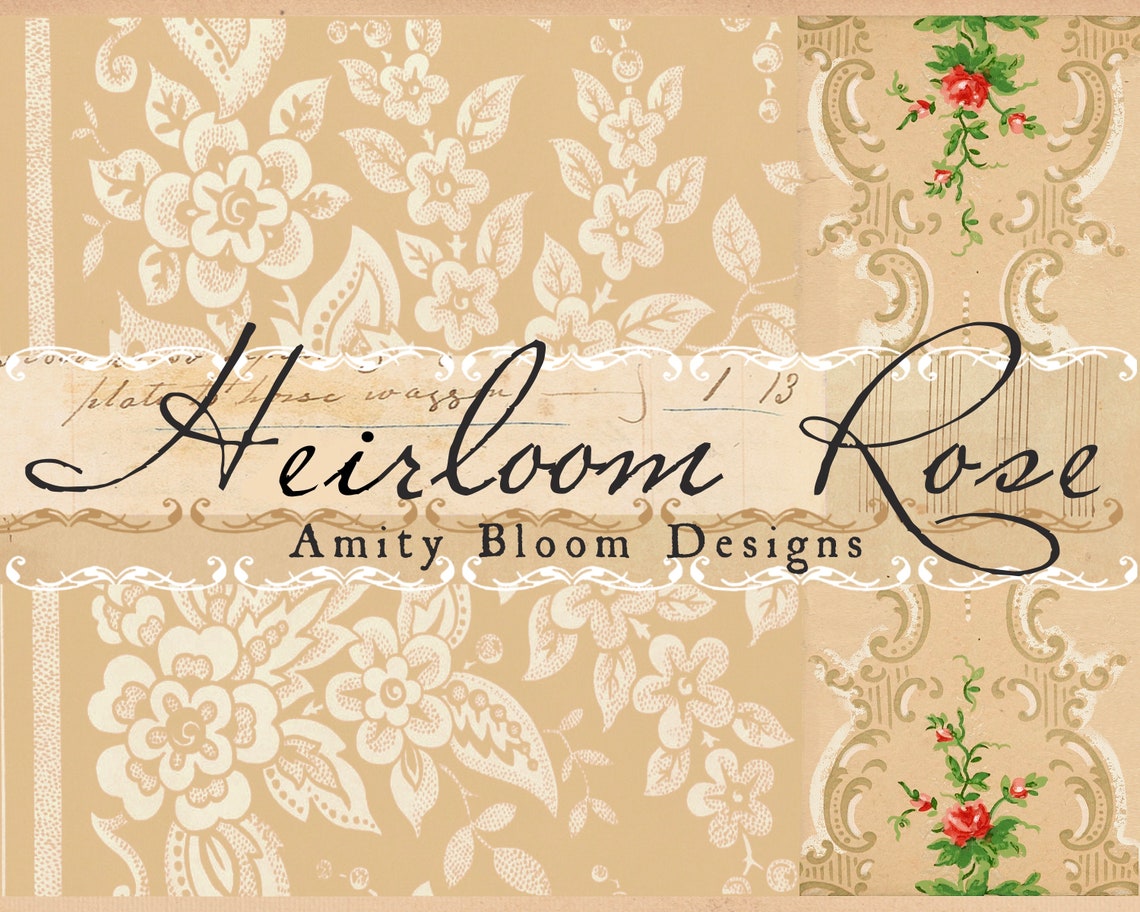 Heirloom Rose | Decorative Antique Wallpaper | Vintage Paper Kit - Etsy