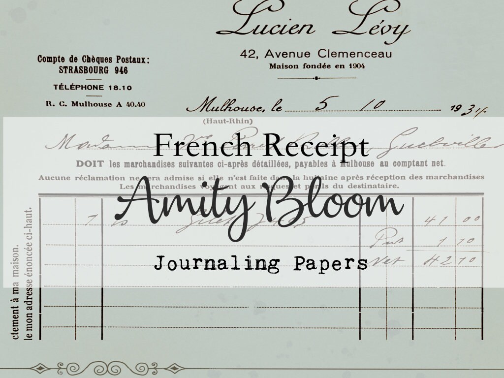 French Receipt Journaling Digital Papers - Etsy