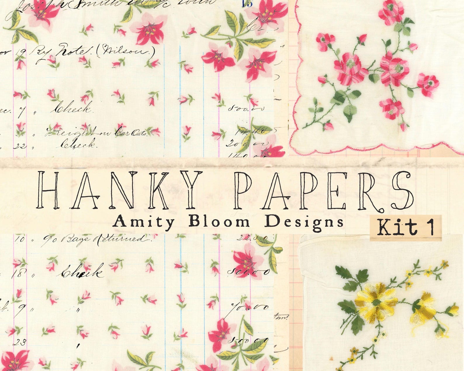 Vintage Hankies Paper Kit 1 | Vintage Decorative Floral Paper Kit - Etsy