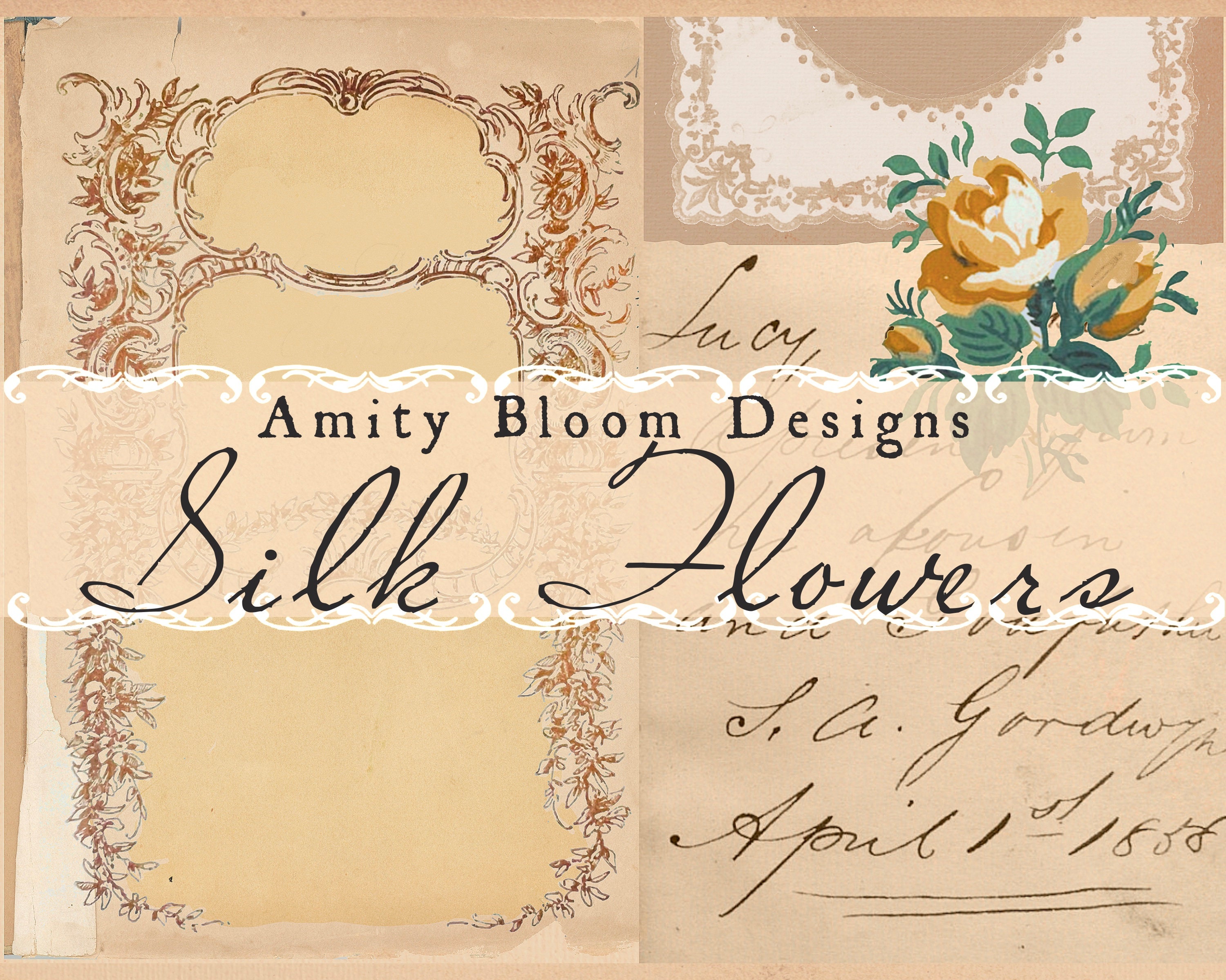 Silk Flowers Decorative Antique Papers Vintage Paper Kit - Etsy