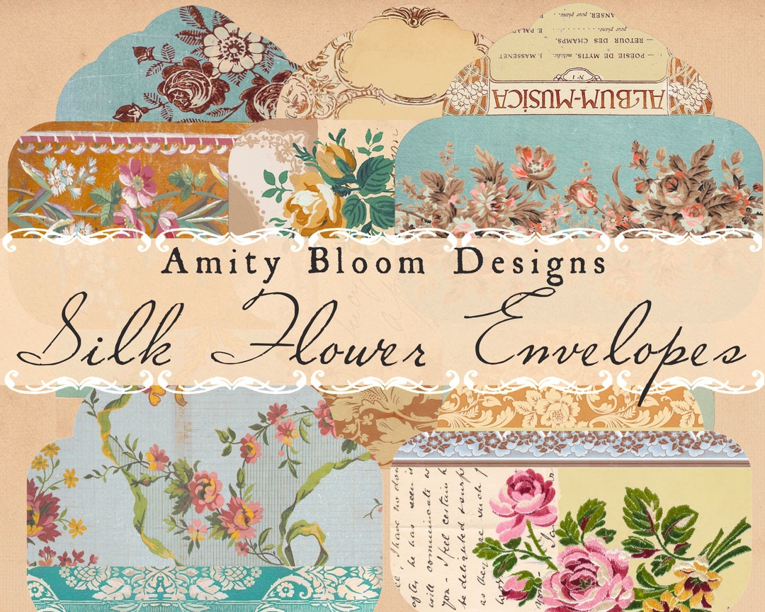 Silk Floral Collaged Envelope Kit | Antique Decorative Collaged ...