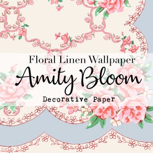 Floral Linen Wallpaper | Decorative Paper - Etsy