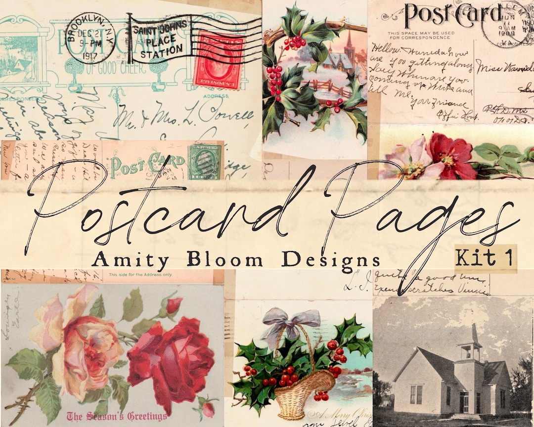 Postcard Pages | Decorative Vintage Paper Kit | Christmas Journal Kit ...