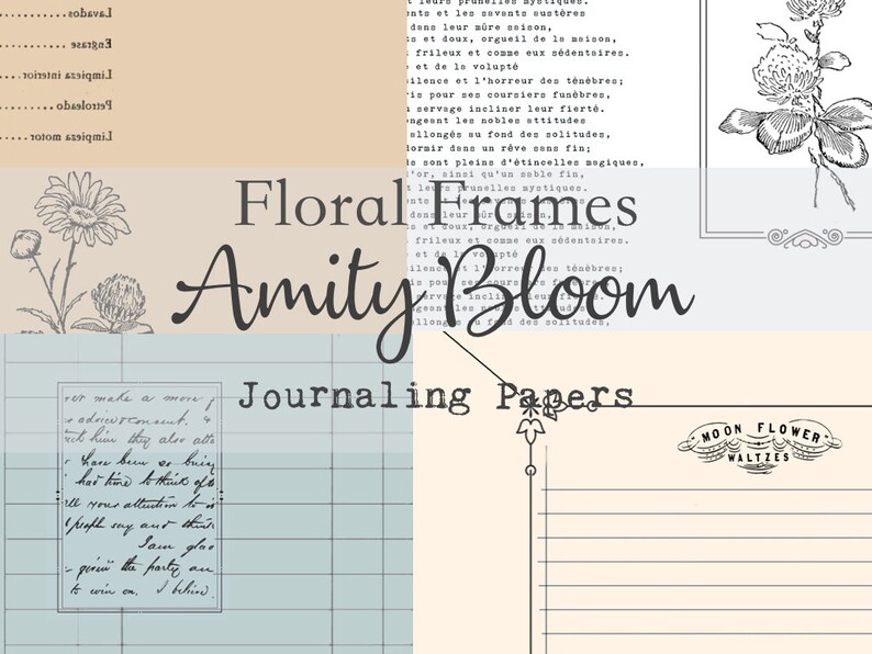 Floral Frames Journaling Papers - Etsy