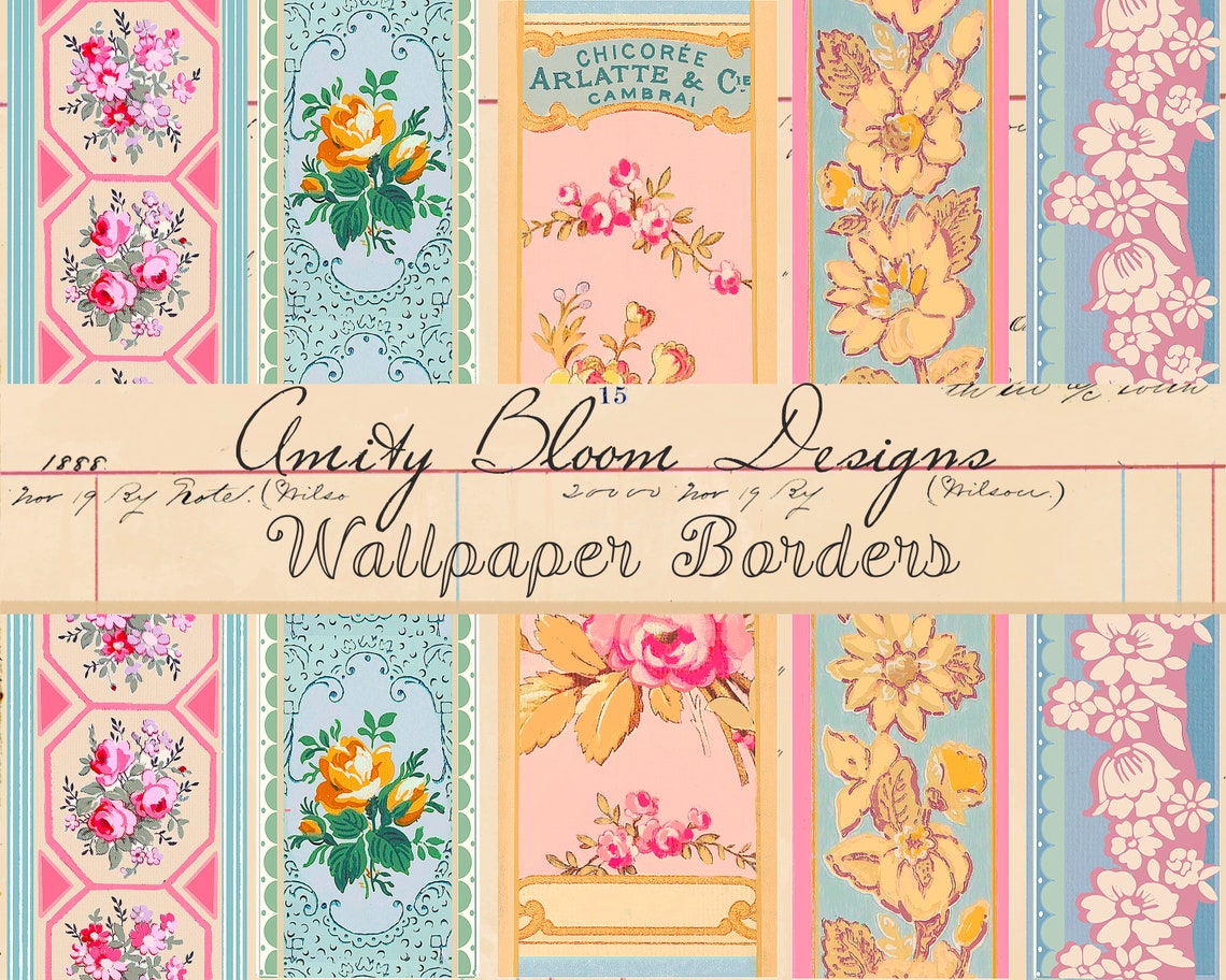 Amity Bloom Floral Wallpaper Borders - Etsy
