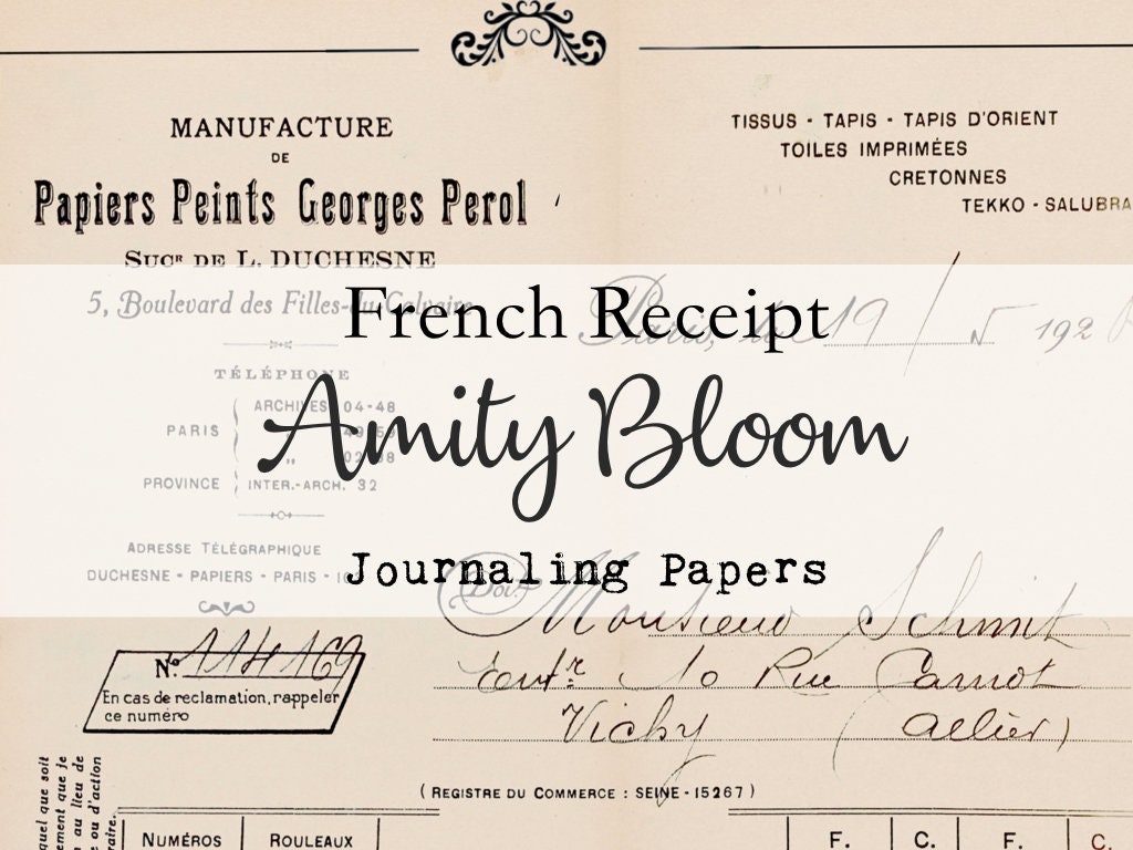 French Receipt Journaling Digital Papers - Etsy