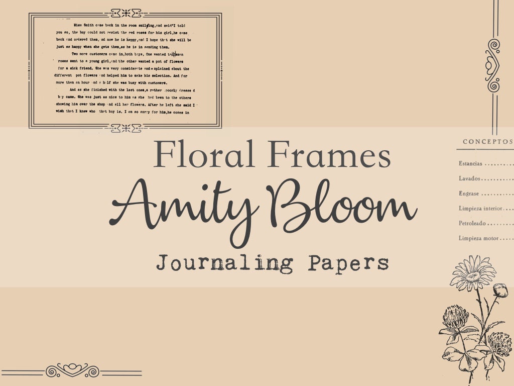 Floral Frames Journaling Papers - Etsy