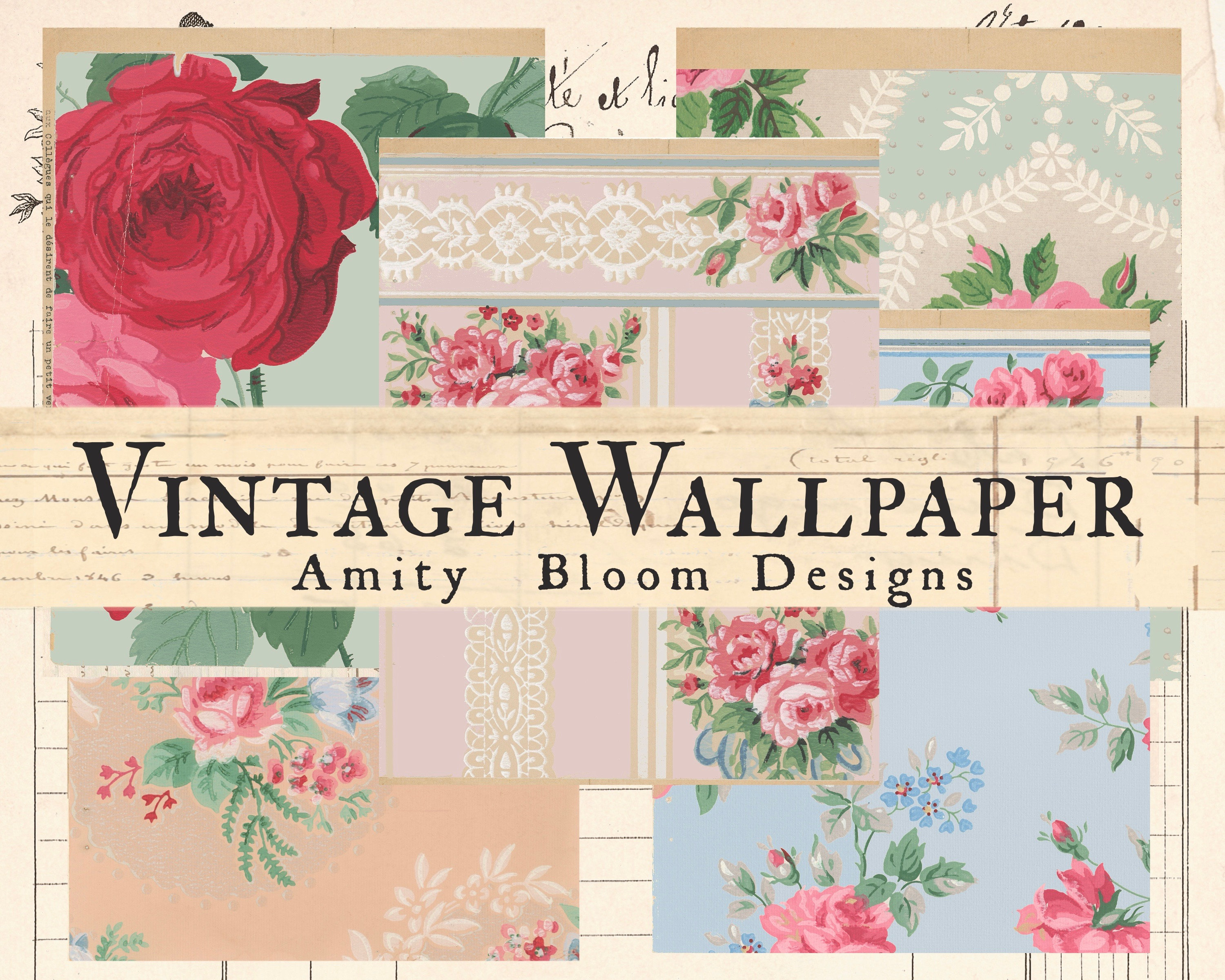 Vintage Wallpaper Kit | Decorative Antique Papers | Floral Paper - Etsy