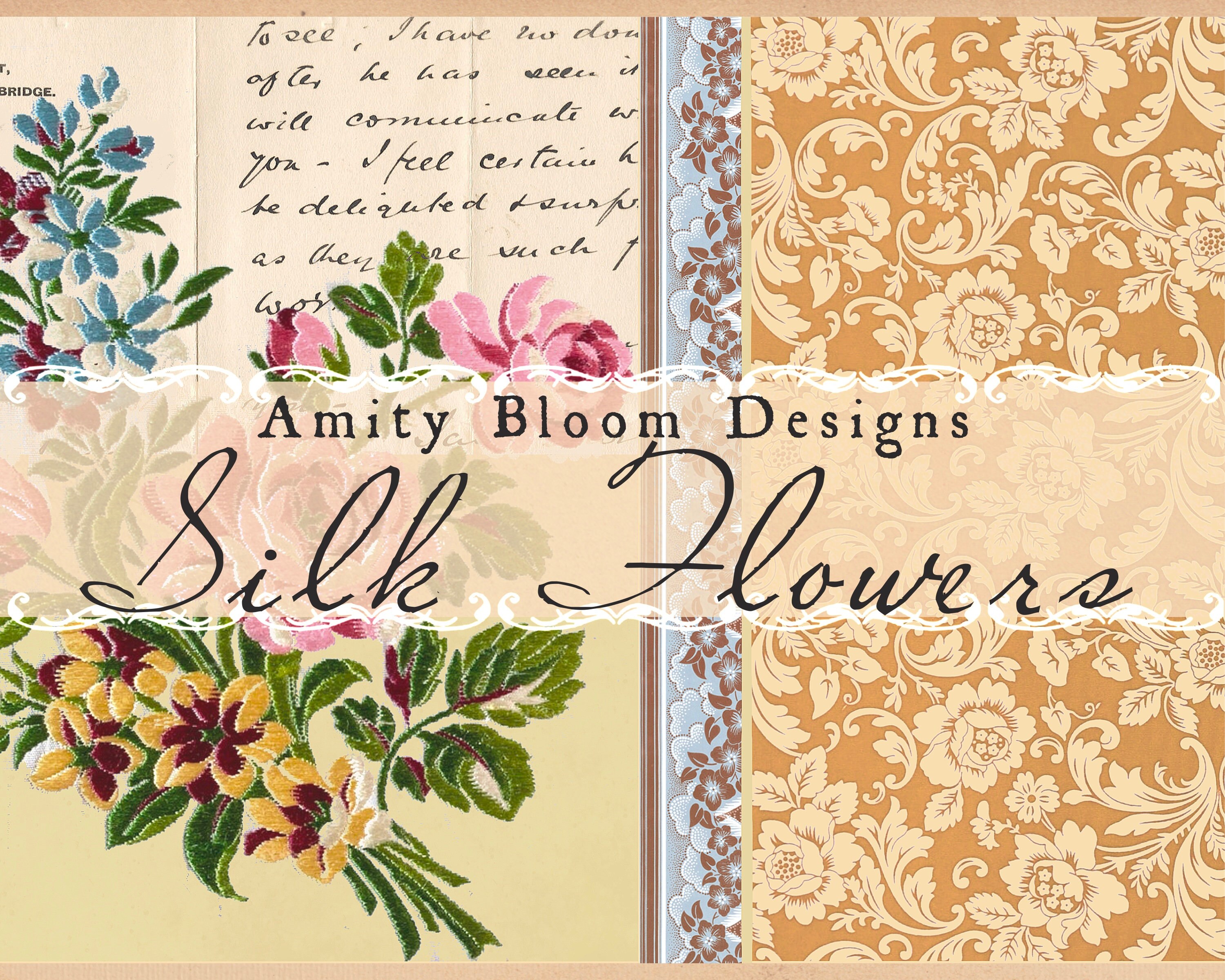 Silk Flowers Decorative Antique Papers Vintage Paper Kit - Etsy
