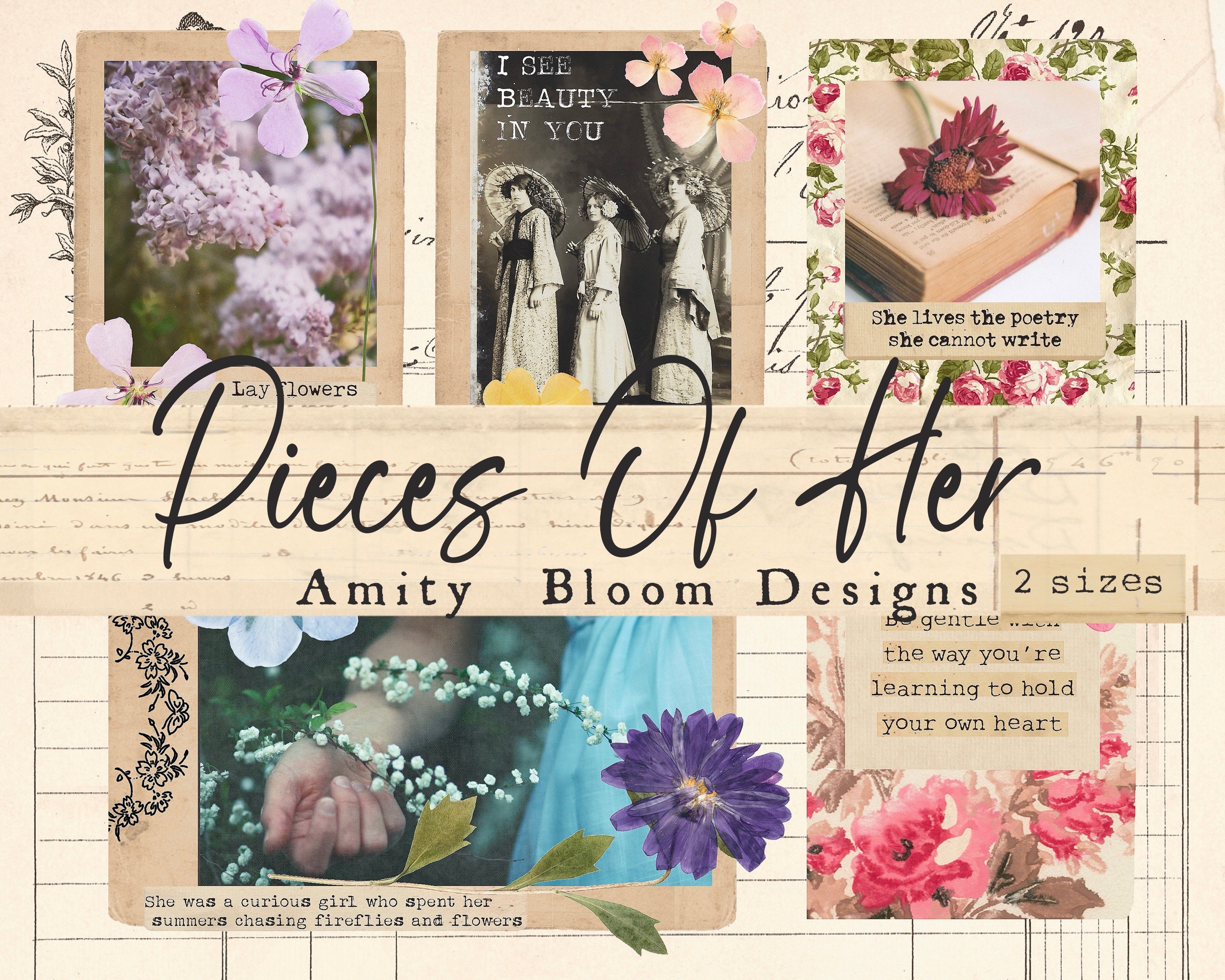 Pieces of Her | Vintage Polaroid & Envelope Journal Kit | Floral ...