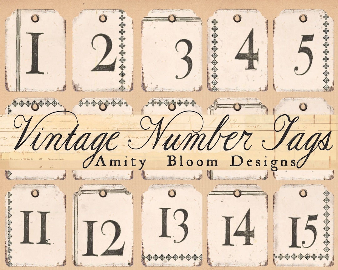 Vintage Number Tags | 31 Antique Number Tags - Etsy