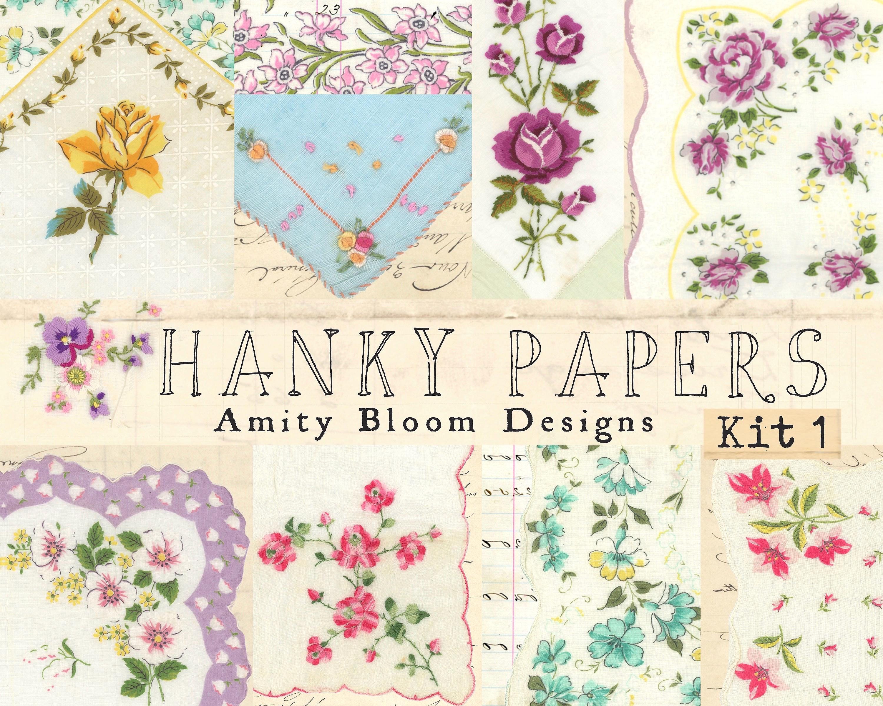 Vintage Hankies Paper Kit 1 | Vintage Decorative Floral Paper Kit - Etsy