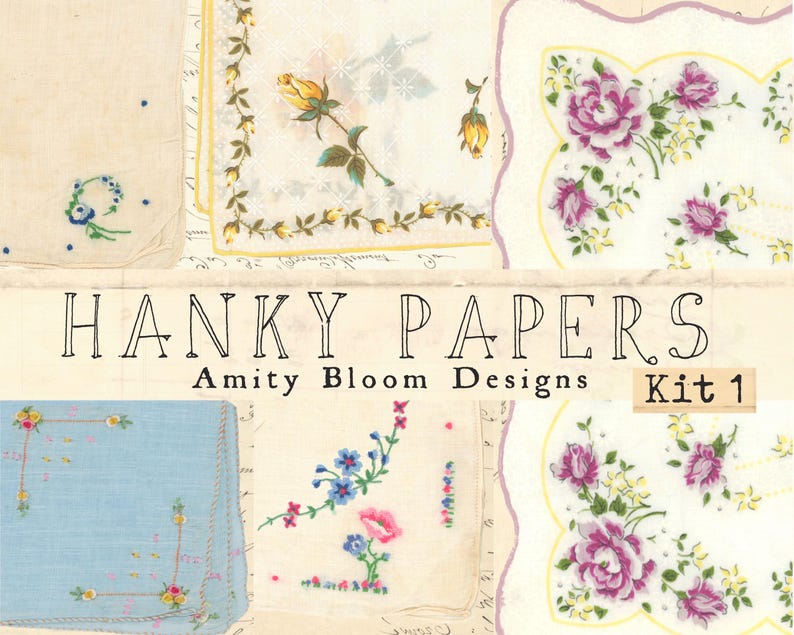 Vintage Hankies Paper Kit 1 | Vintage Decorative Floral Paper Kit - Etsy