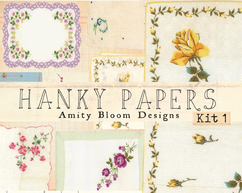 Vintage Hankies Paper Kit 1 | Vintage Decorative Floral Paper Kit - Etsy