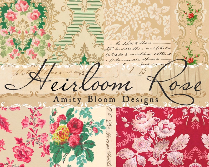 Heirloom Rose Decorative Antique Wallpaper Vintage Paper - Etsy