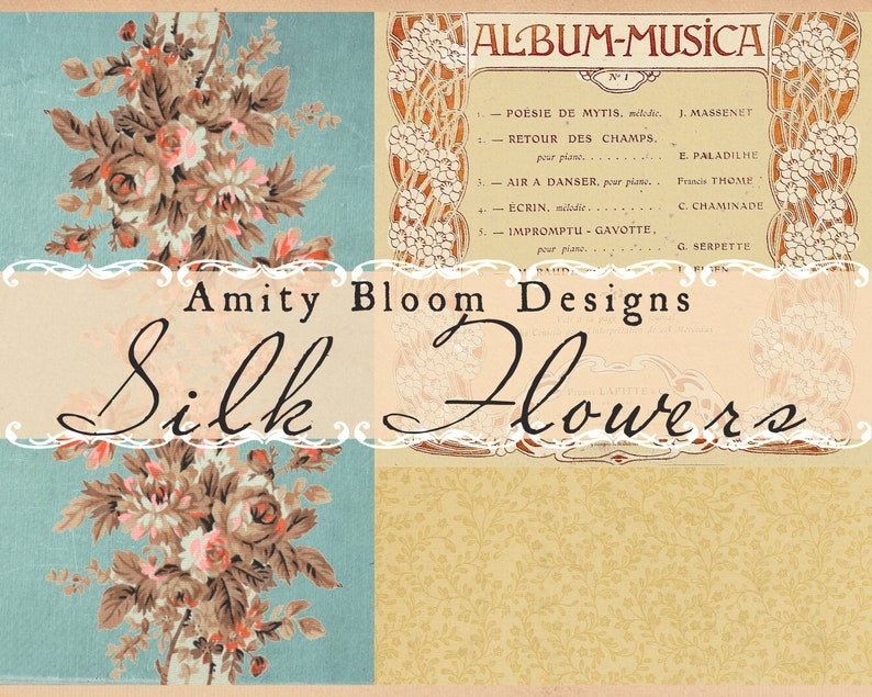 Silk Flowers Decorative Antique Papers Vintage Paper Kit - Etsy