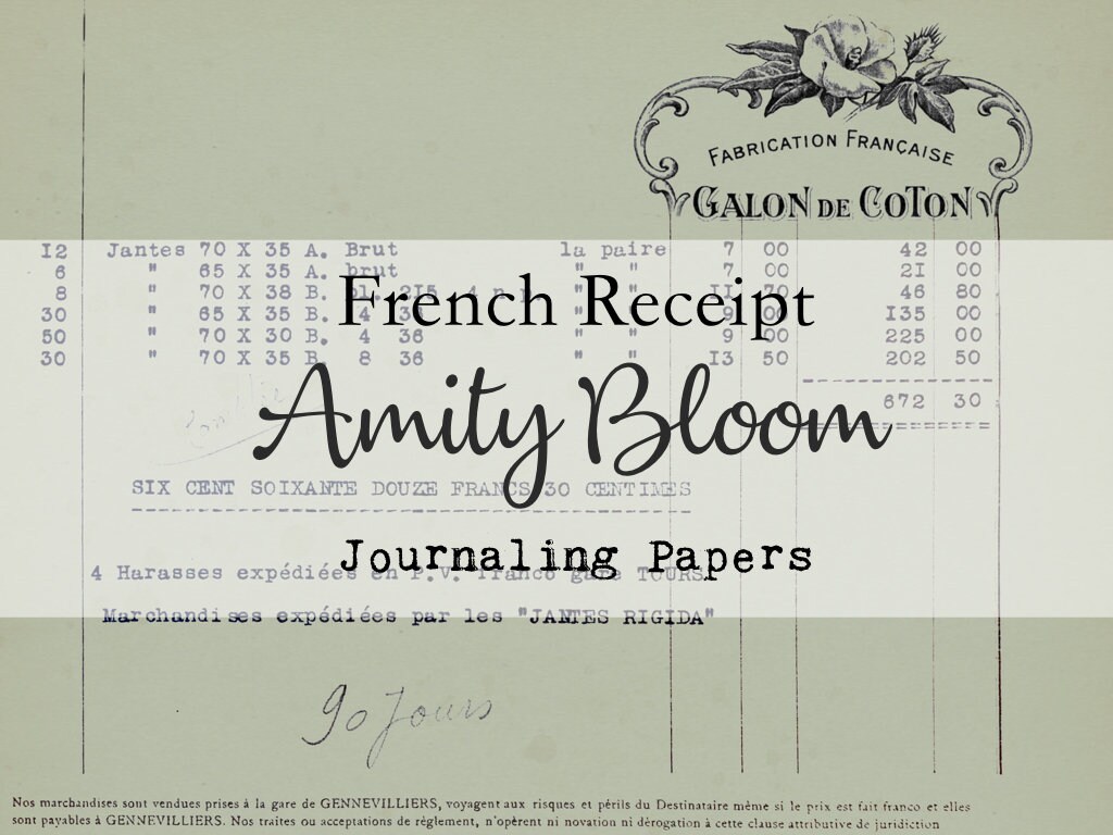 French Receipt Journaling Digital Papers - Etsy