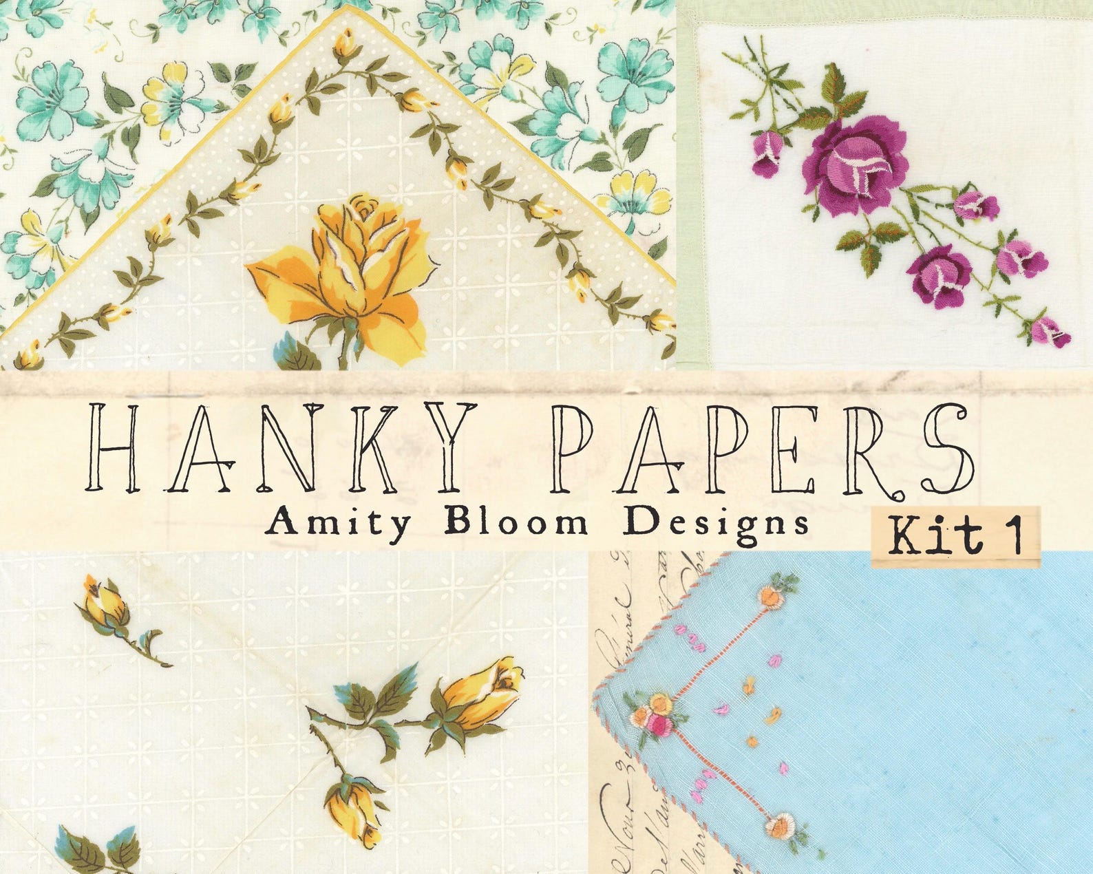 Vintage Hankies Paper Kit 1 | Vintage Decorative Floral Paper Kit - Etsy