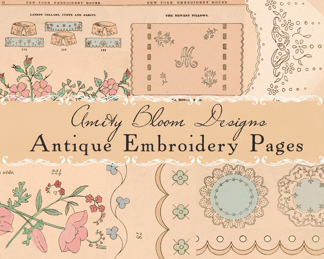 Antique Embroidery Pages Kit | Decorative Antique Papers - Etsy