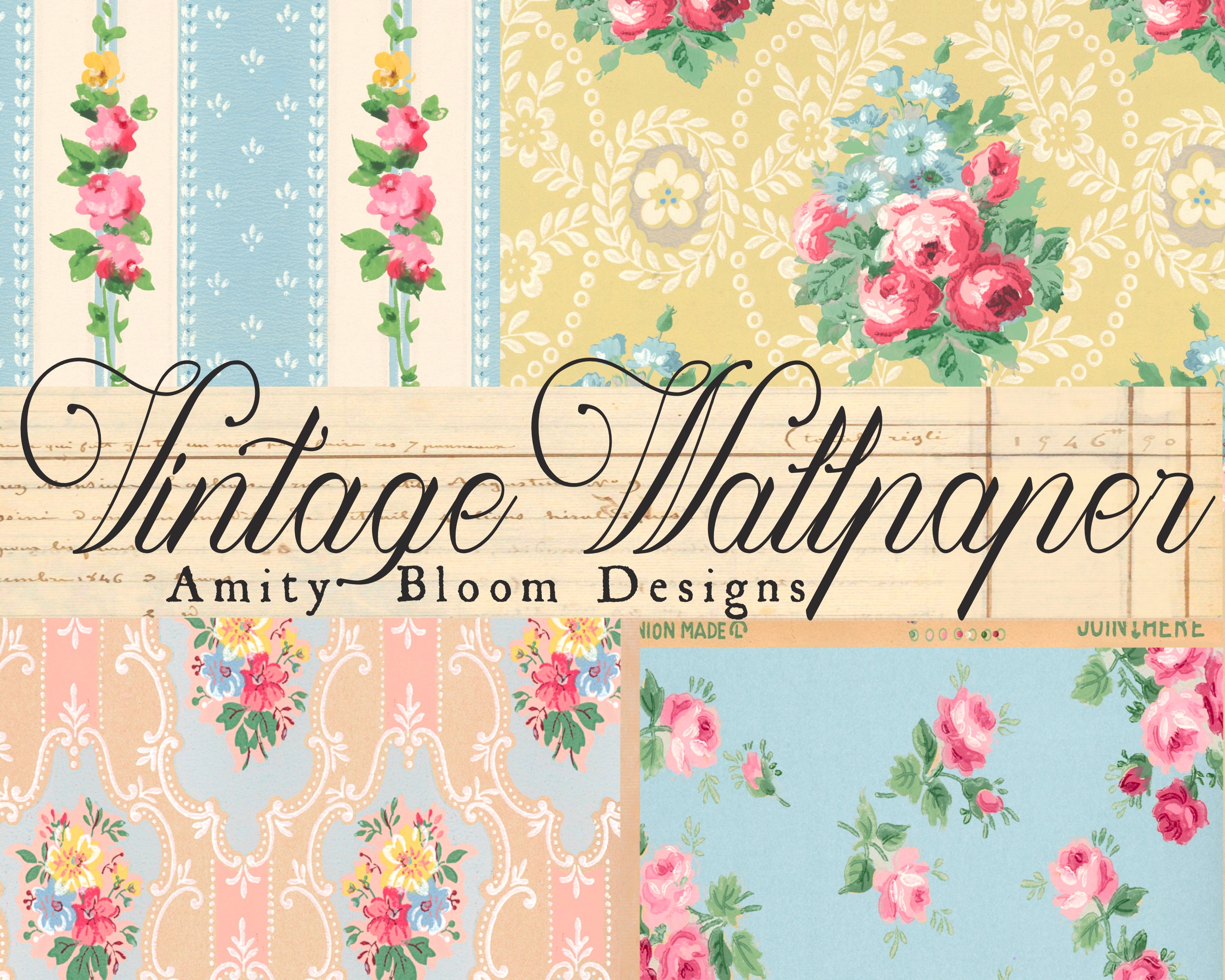 Vintage Floral Wallpaper Decorative Antique Paper - Etsy