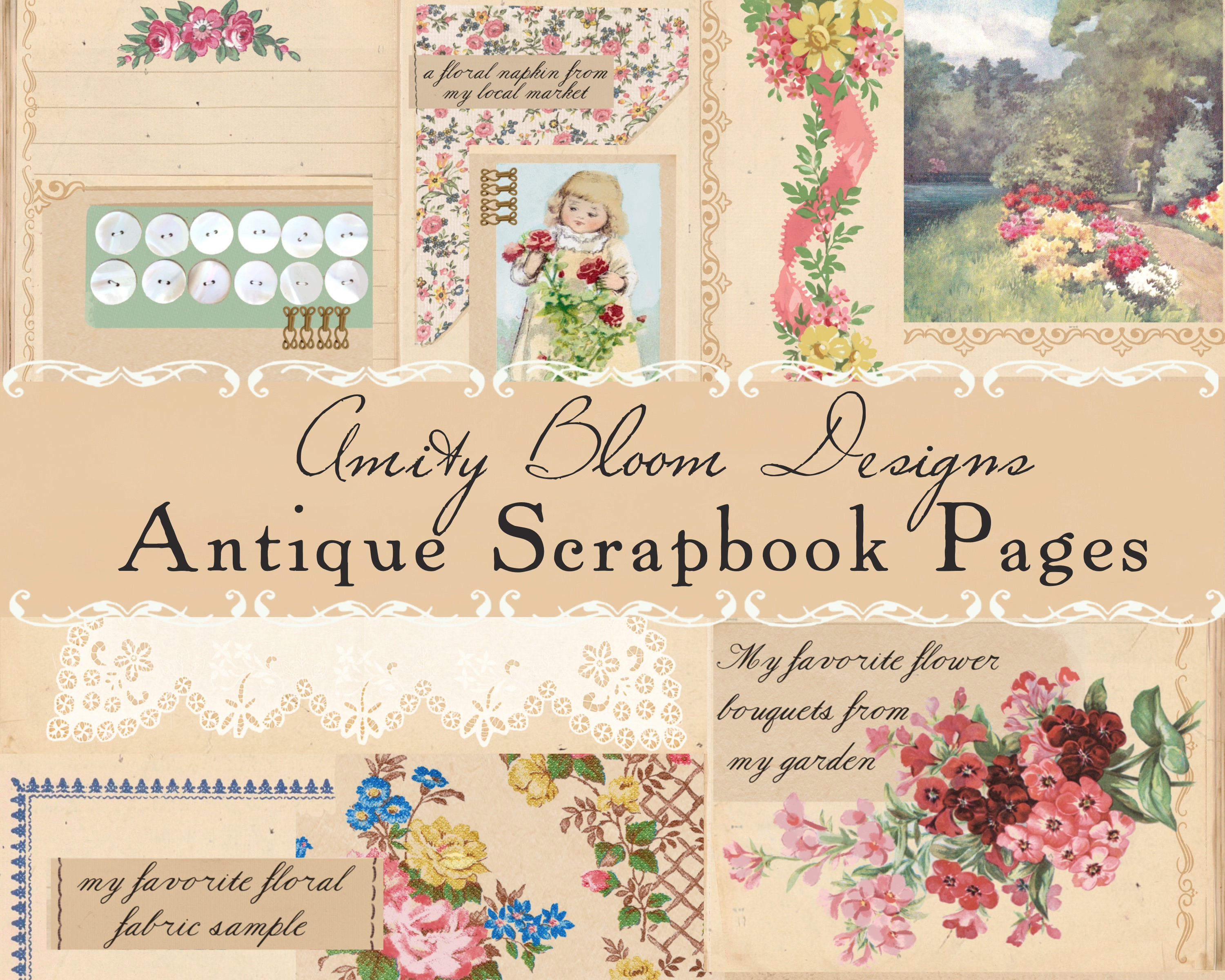 Antique Scrapbook Concept Diary Pages Vintage Journaling - Etsy