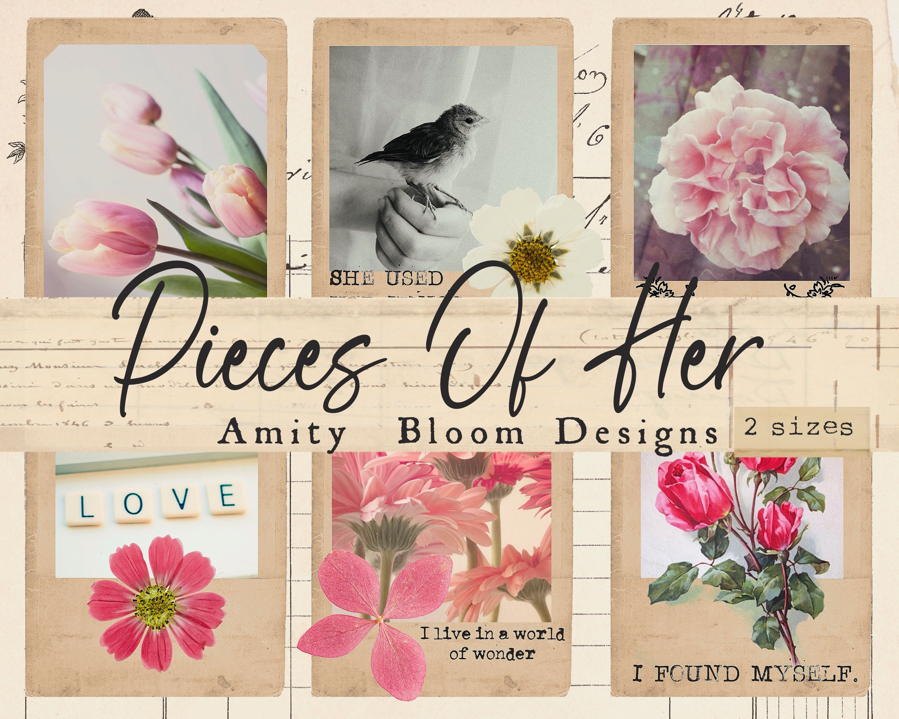 Pieces of Her | Vintage Polaroid & Envelope Journal Kit | Floral ...