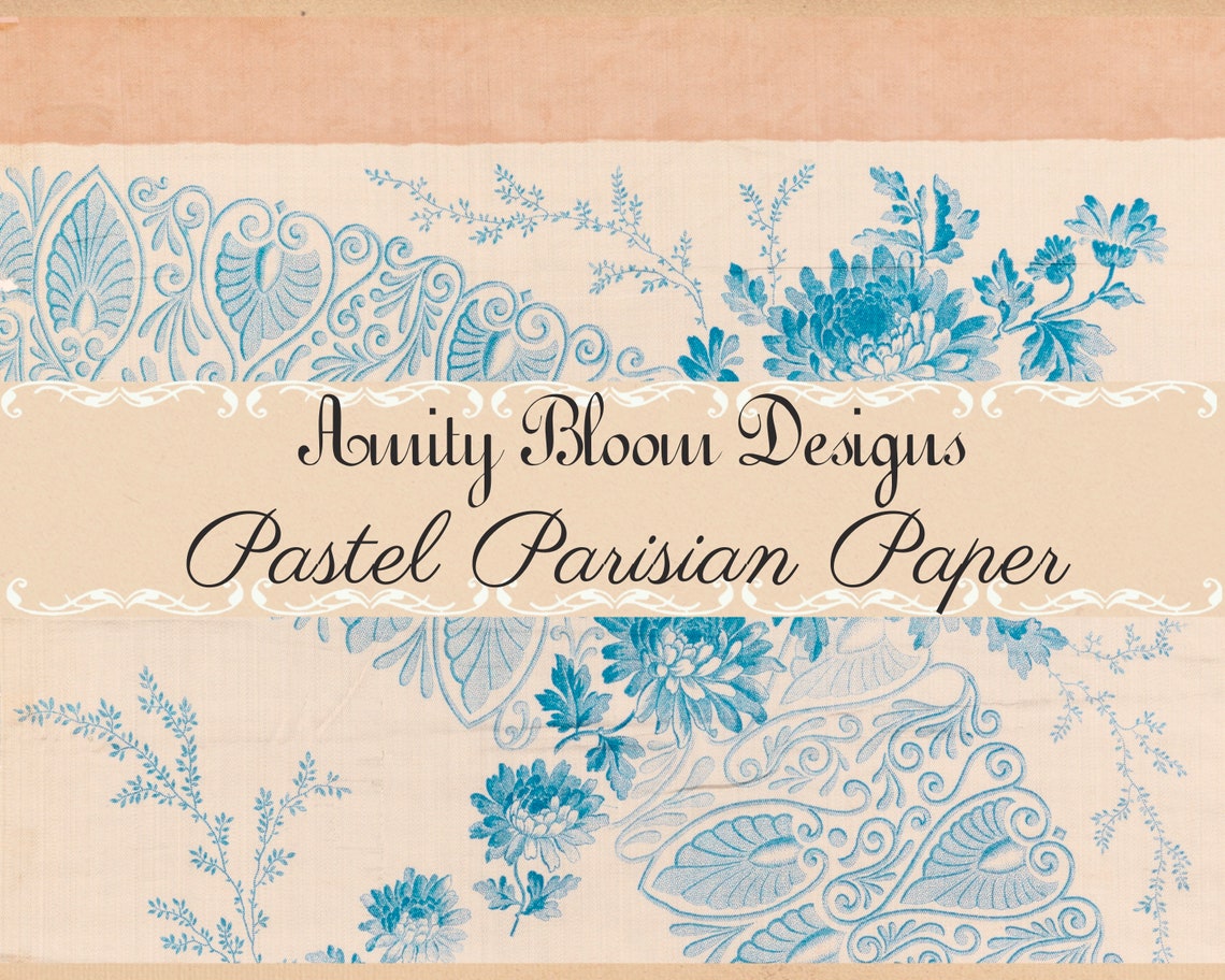 Pastel Parisian Paper | Wallpaper | Floral Vintage Paper - Etsy