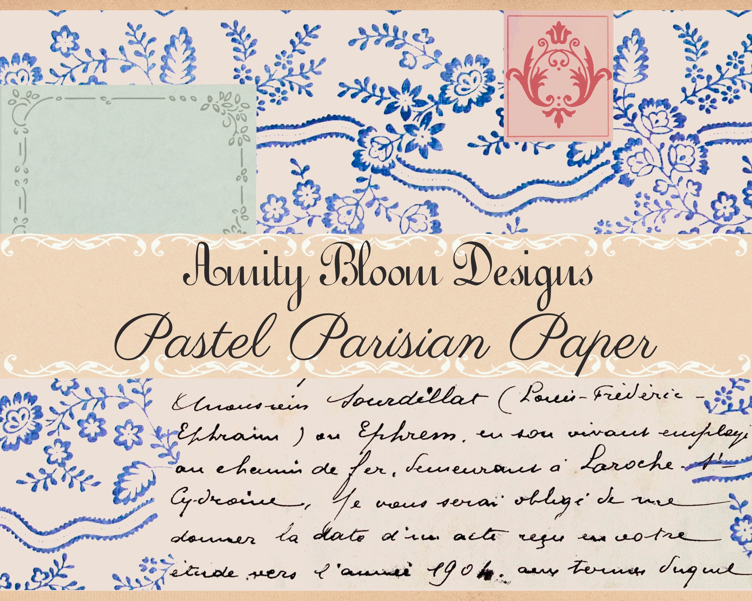 Pastel Parisian Paper | Wallpaper | Floral Vintage Paper - Etsy