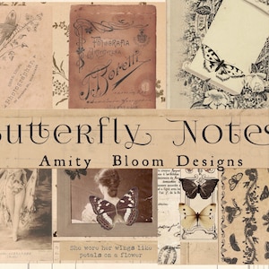 Butterfly Notes | Vintage Decorative Paper & Journal Artist Kit - Etsy