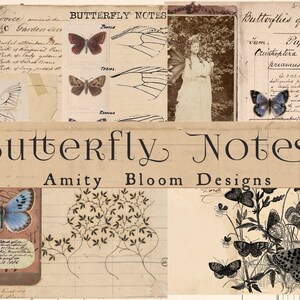 Butterfly Notes | Vintage Decorative Paper & Journal Artist Kit - Etsy