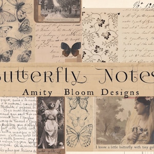 Butterfly Notes | Vintage Decorative Paper & Journal Artist Kit - Etsy