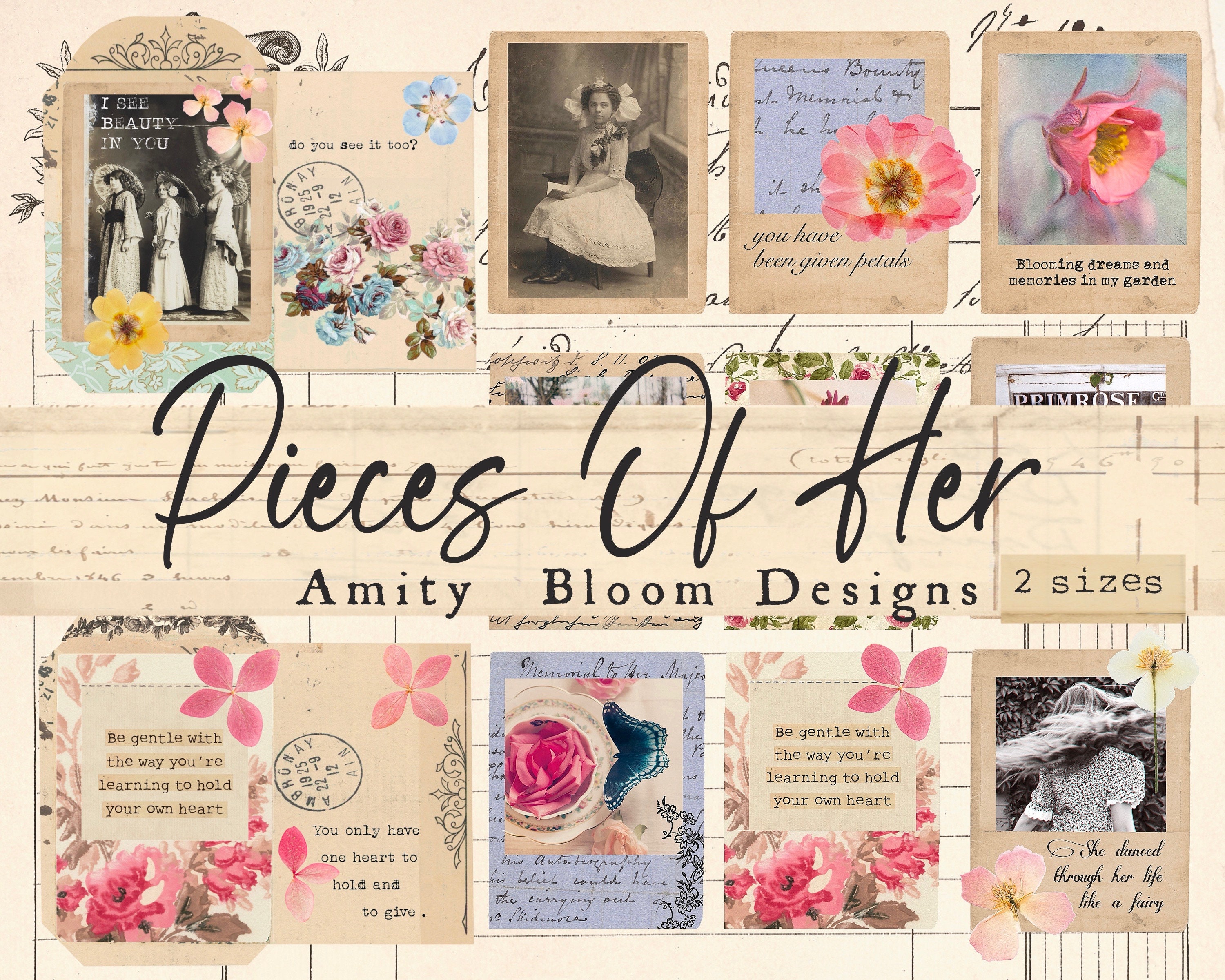 Pieces of Her | Vintage Polaroid & Envelope Journal Kit | Floral ...