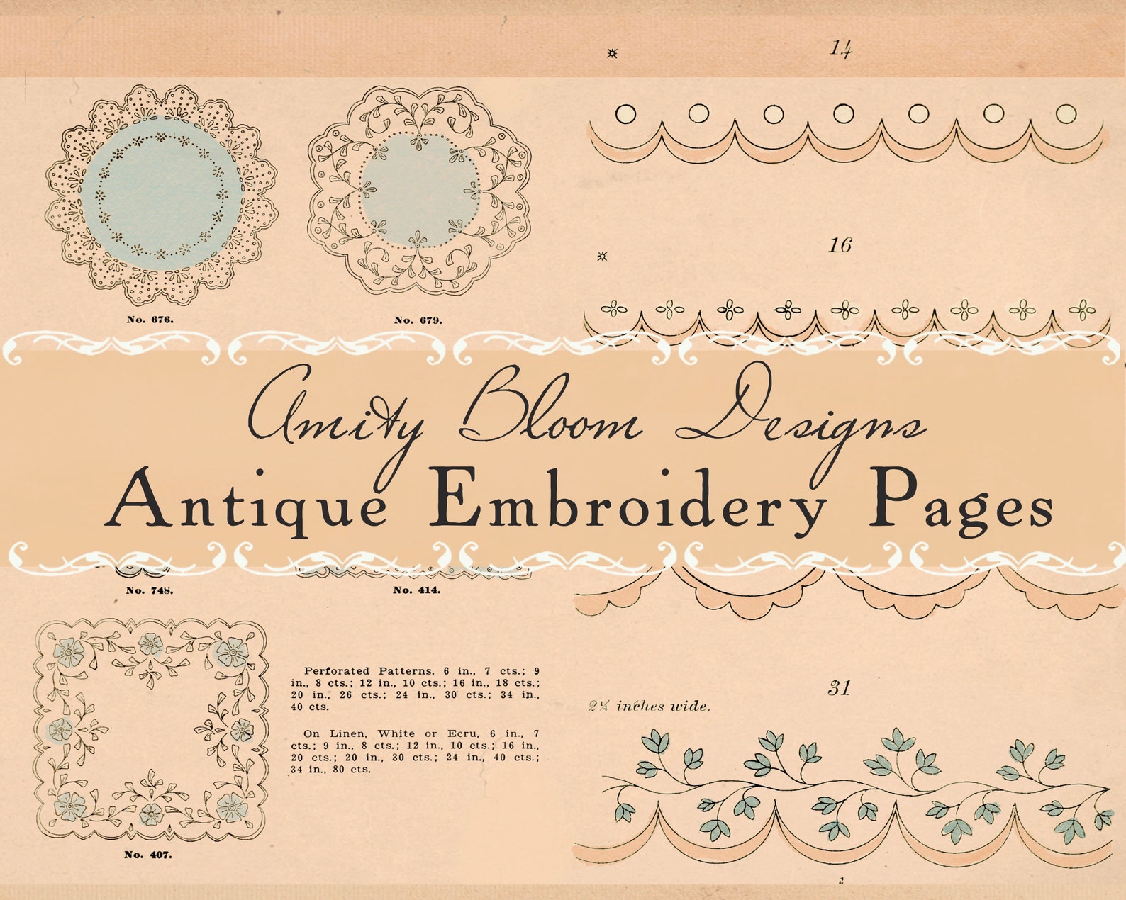 Antique Embroidery Pages Kit | Decorative Antique Papers - Etsy