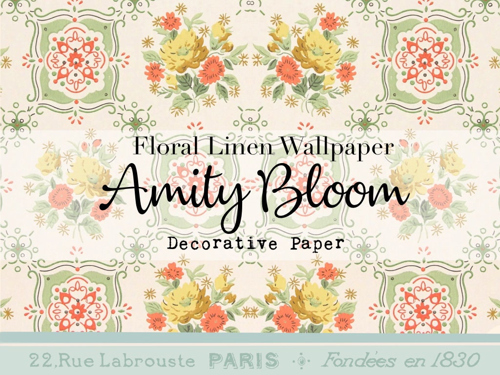 Floral Linen Wallpaper | Decorative Paper - Etsy
