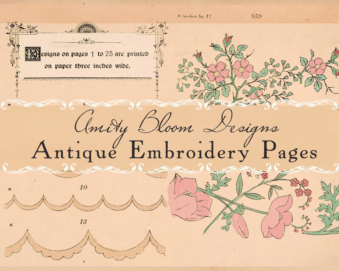 Antique Embroidery Pages Kit | Decorative Antique Papers - Etsy