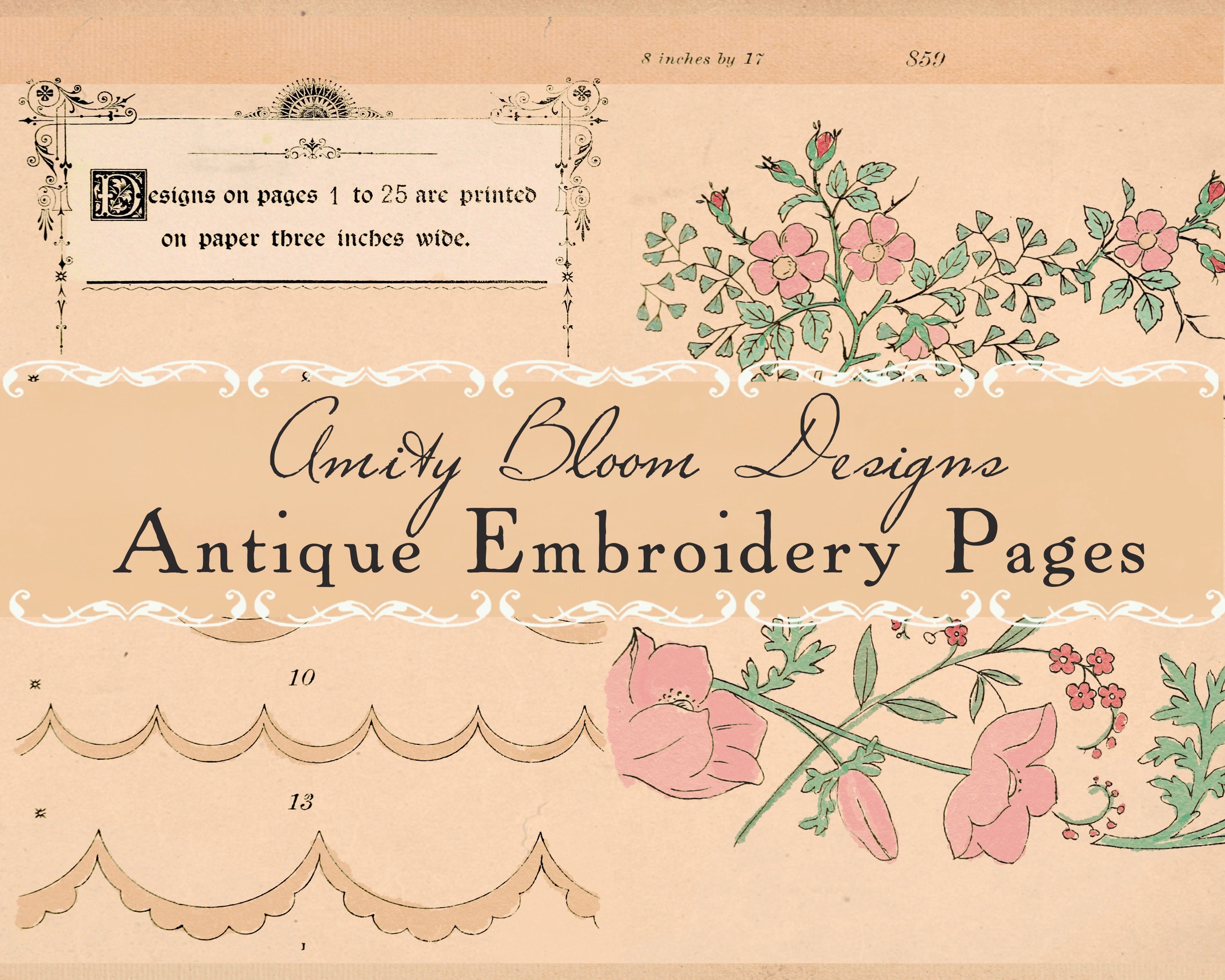 Antique Embroidery Pages Kit | Decorative Antique Papers - Etsy