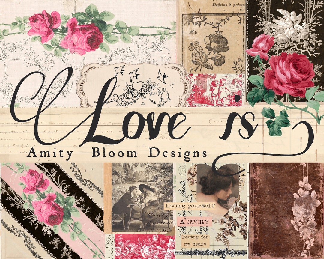 Love is | Vintage Decorative Paper & Journal Kit | Artist Papers - Etsy
