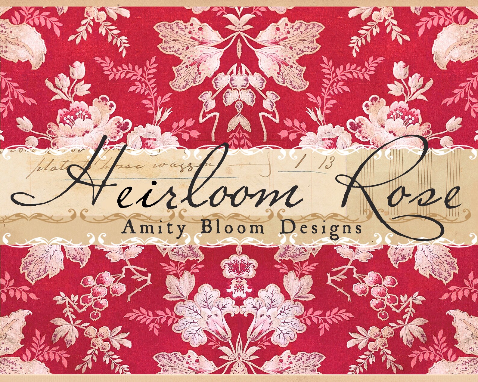 Heirloom Rose | Decorative Antique Wallpaper | Vintage Paper Kit - Etsy