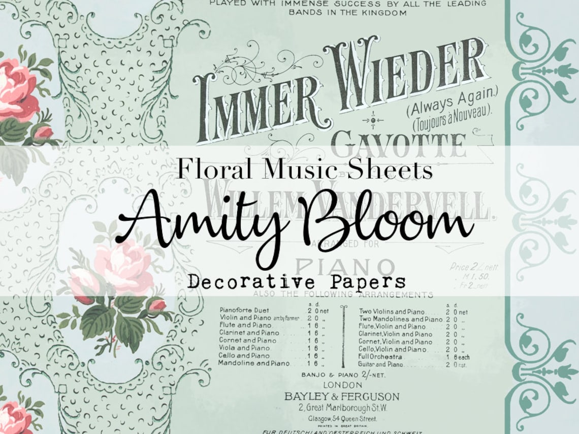 Floral Music Sheet Decorative Paper - Etsy