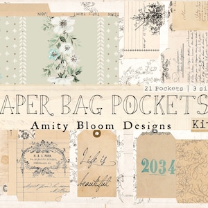 Vintage Paper Bag Pockets | 21 Pockets 3 Sizes | Journal Ephemera Kit 1 ...