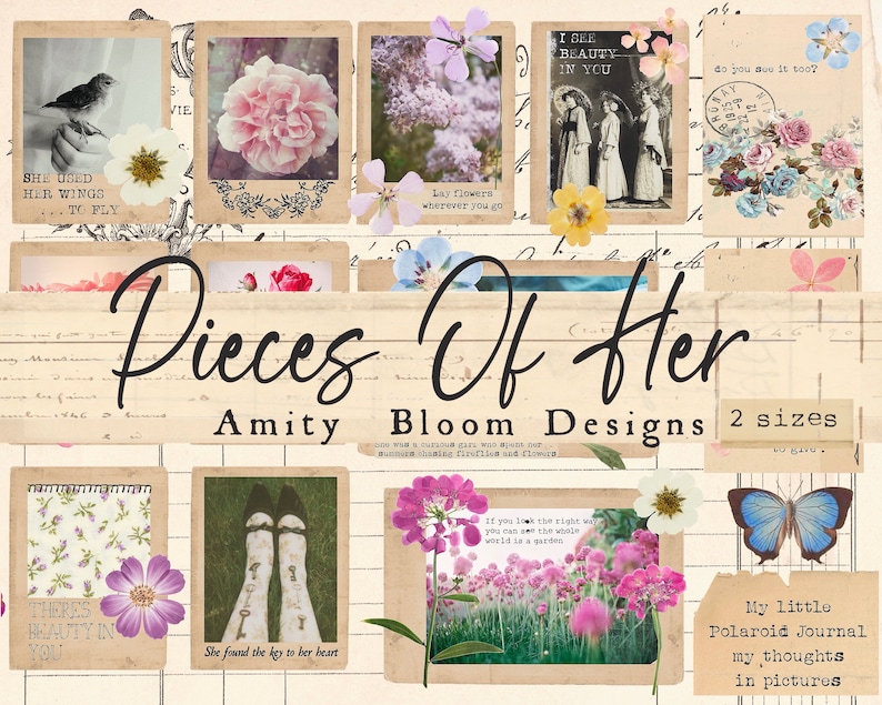 Pieces of Her | Vintage Polaroid & Envelope Journal Kit | Floral ...