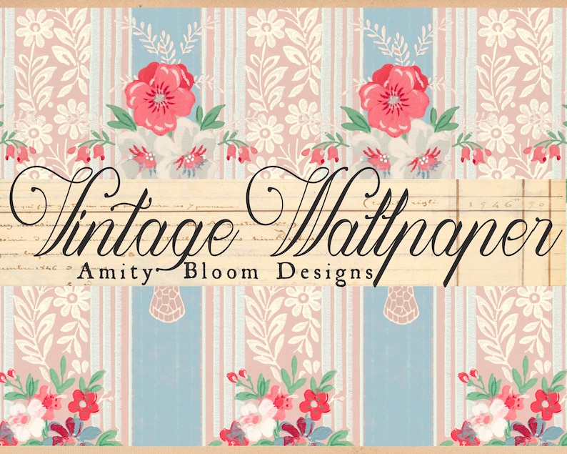 Vintage Floral Wallpaper Decorative Antique Paper - Etsy