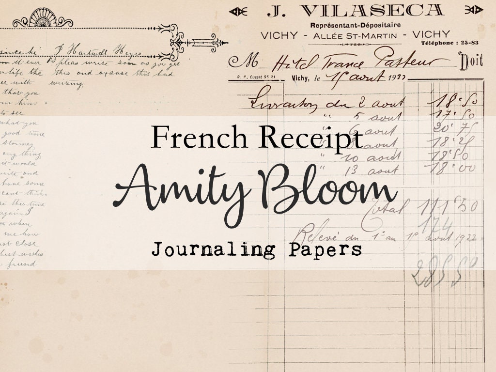 French Receipt Journaling Digital Papers - Etsy