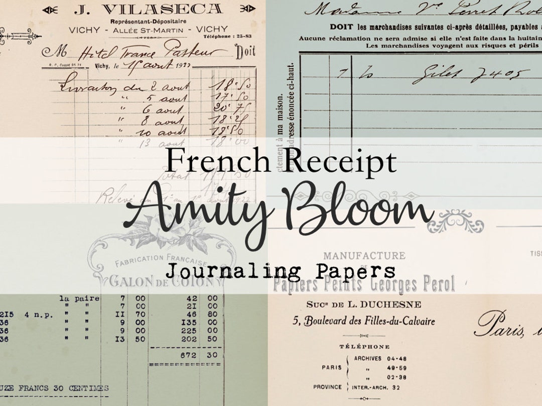 French Receipt Journaling Digital Papers - Etsy